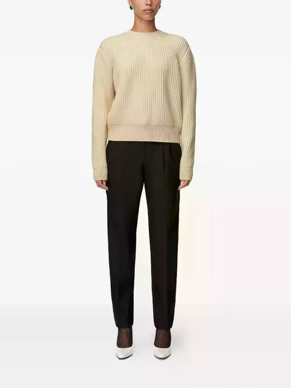 Another Tomorrow Ribbed Cashmere Crew Neck Sweater
