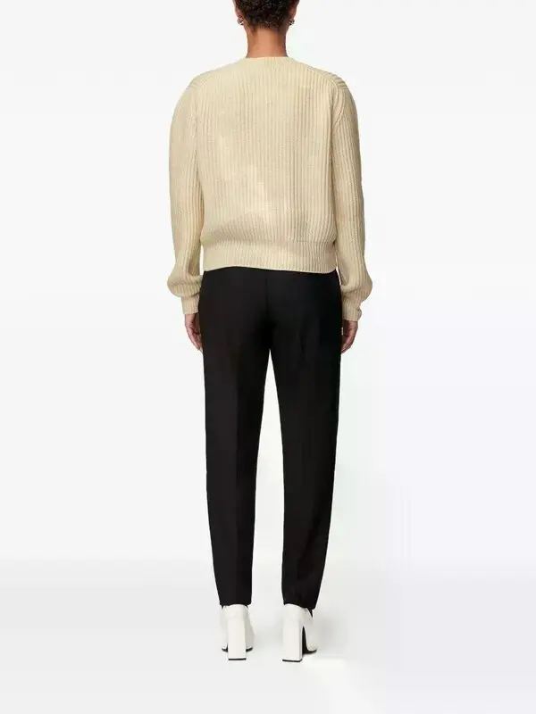 Another Tomorrow Ribbed Cashmere Crew Neck Sweater