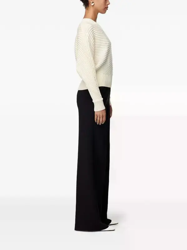 Another Tomorrow Ribbed-knit Dolman-sleeve Sweater