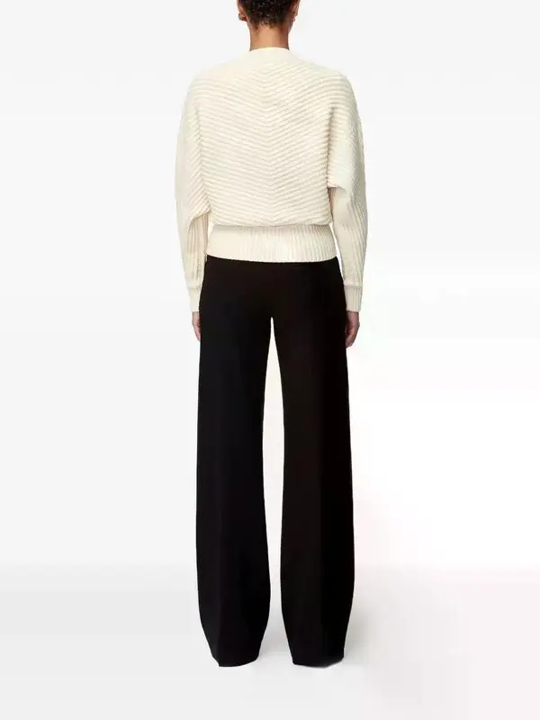 Another Tomorrow Ribbed-knit Dolman-sleeve Sweater