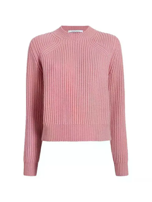 Another Tomorrow Ribbed-knit Cashmere Crew Neck Sweater - Pink