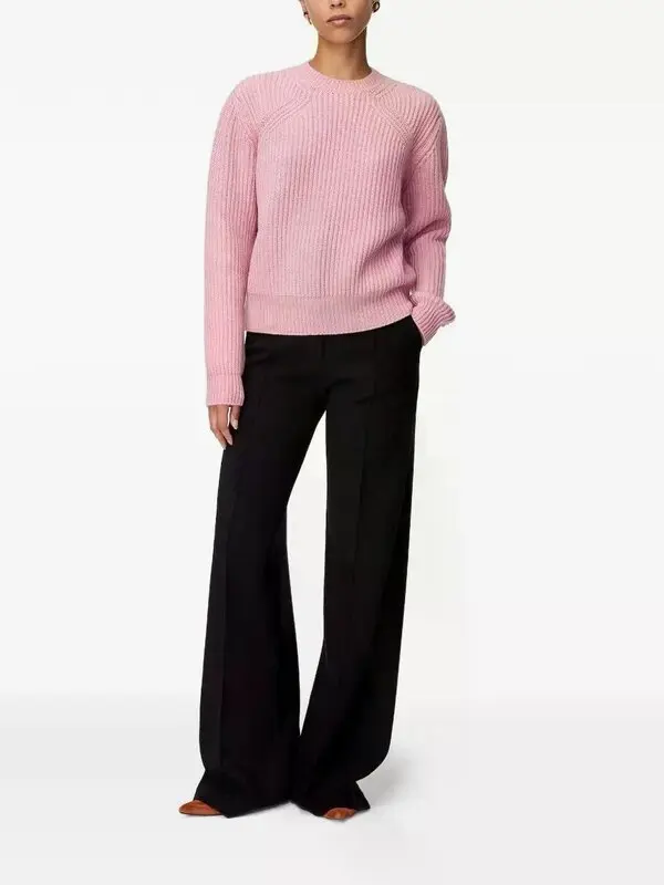 Another Tomorrow Ribbed-knit Cashmere Crew Neck Sweater - Pink