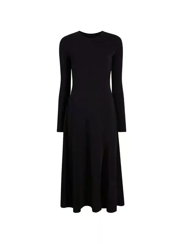 Another Tomorrow Asymmetric Seam Long-sleeve Midi Dress