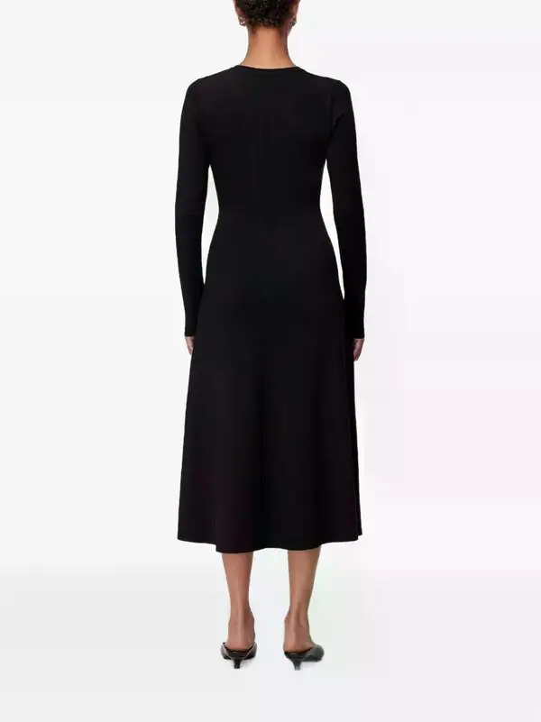 Another Tomorrow Asymmetric Seam Long-sleeve Midi Dress