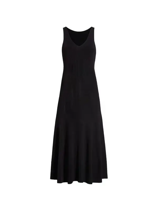 Another Tomorrow Deep V Ribbed Knit Dress