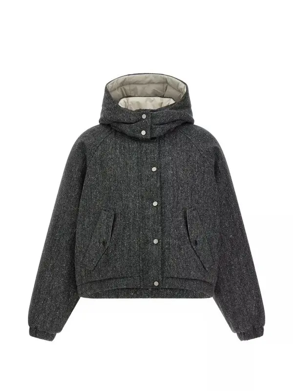 Brunello Cucinelli Padded Tweed Hooded Jacket - Grey