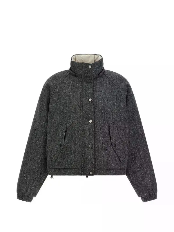 Brunello Cucinelli Padded Tweed Hooded Jacket - Grey