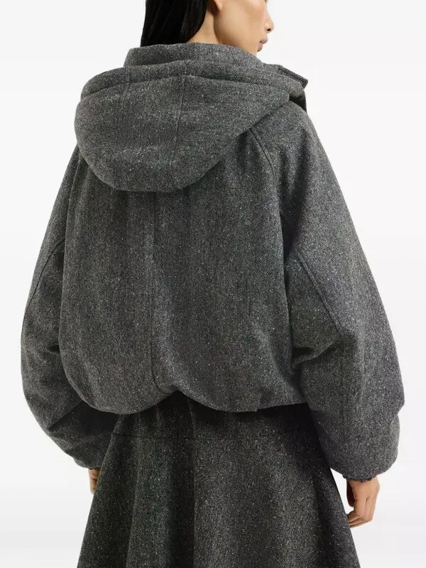 Brunello Cucinelli Padded Tweed Hooded Jacket - Grey