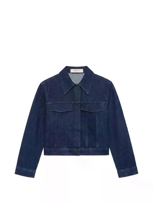 Another Tomorrow Cropped Seam-detail Denim Jacket