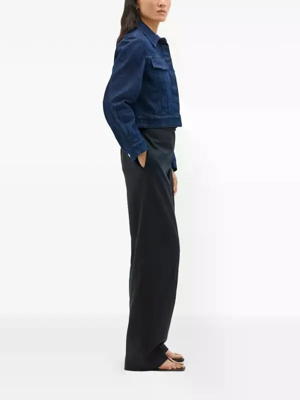 Another Tomorrow Cropped Seam-detail Denim Jacket