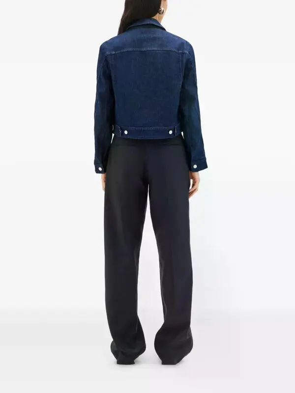 Another Tomorrow Cropped Seam-detail Denim Jacket