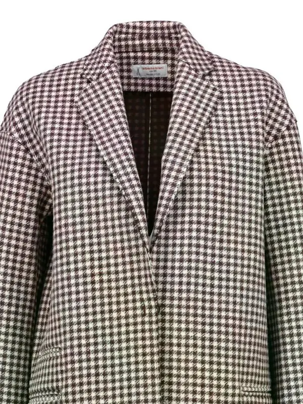 Vintage Houndstooth Pattern Single-breasted Coat