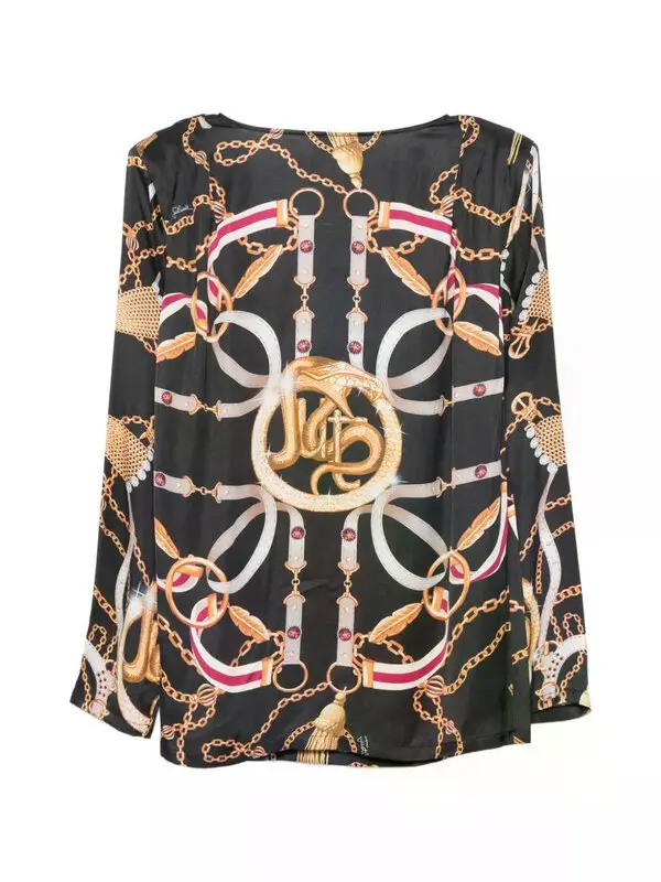 Just Cavalli Chain Print Long Sleeve Blouse