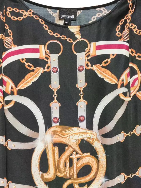 Just Cavalli Chain Print Long Sleeve Blouse
