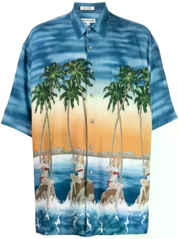 Pierre Cardin 1990s Palm Tree-print Shirt