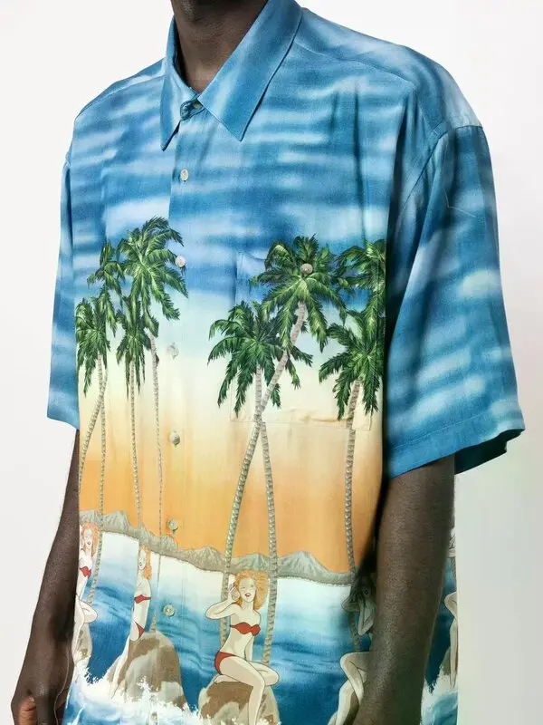 Pierre Cardin 1990s Palm Tree-print Shirt