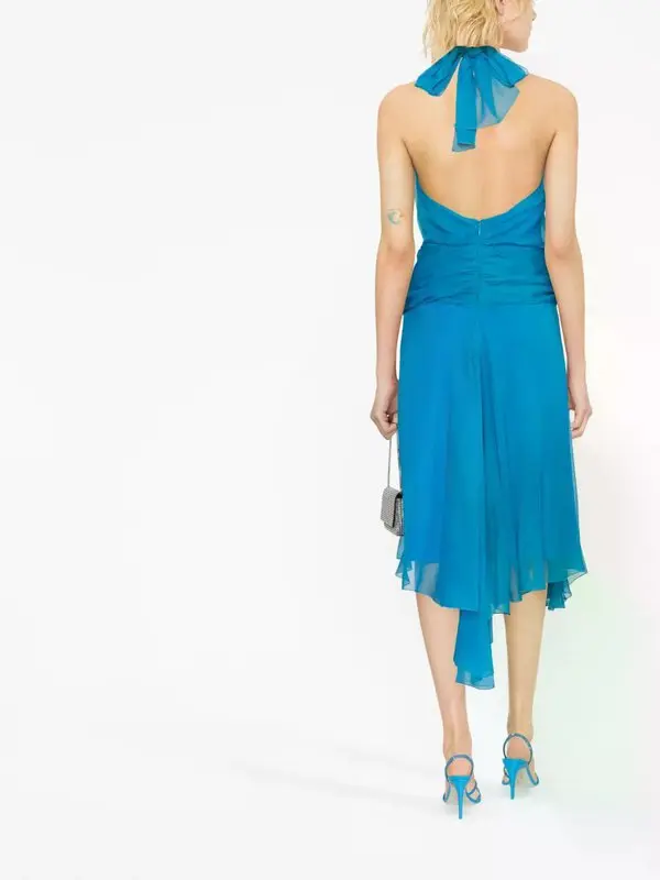 Alberta Ferretti Draped Halterneck Midi Dress