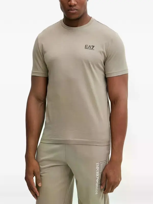 EA7 Logo-print Short-sleeve T-shirt - Neutrals