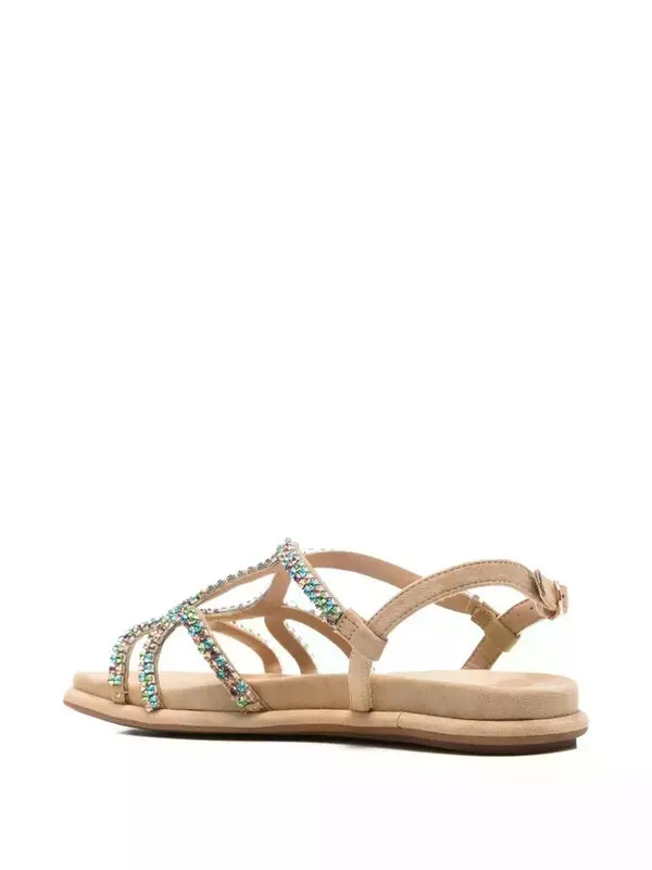 ALMA EN PENA Crystal Embellished Leather Sandals