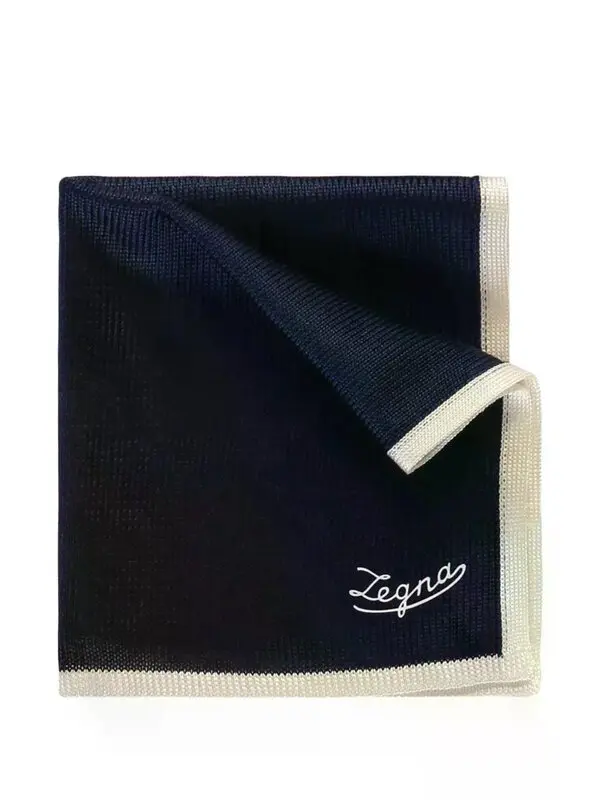 Zegna Logo-embroidered Contrast-border Pocket Square