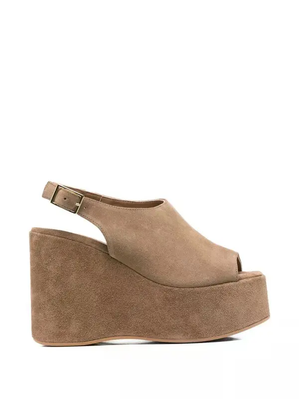 CURIOSITÈ Suede Platform Sandals - Neutrals