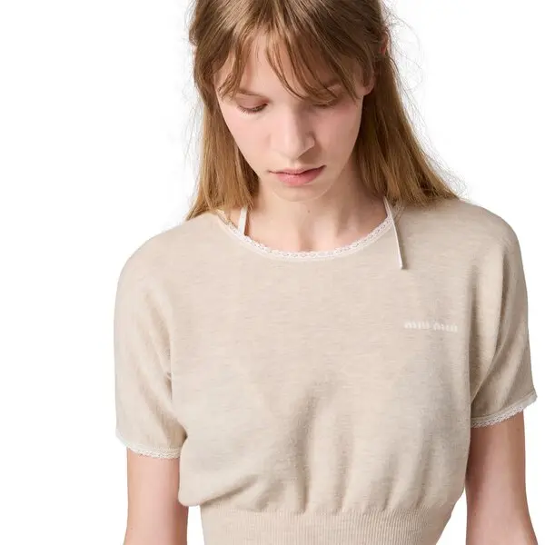Miu Miu Cashmere Sweater With Lace Trim
