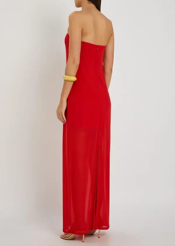 Staud Liliana Strapless Stretch-mesh Maxi Dress