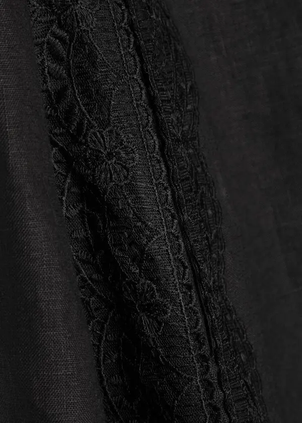 Staud Linen And Lace Midi Dress