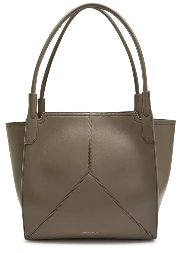 Victoria Beckham Panelled Leather Tote Bag - Khaki