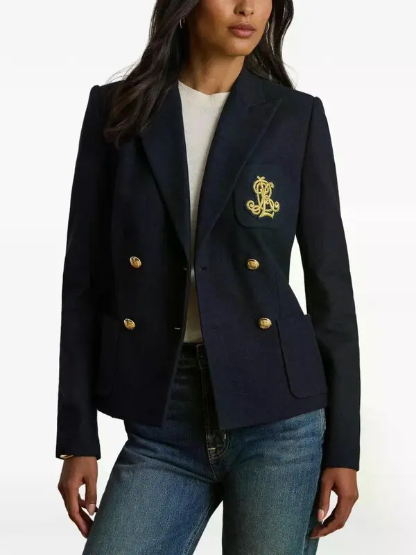 Ralph Lauren Double-breasted Piqué Blazer With Peak Lapels - Blue