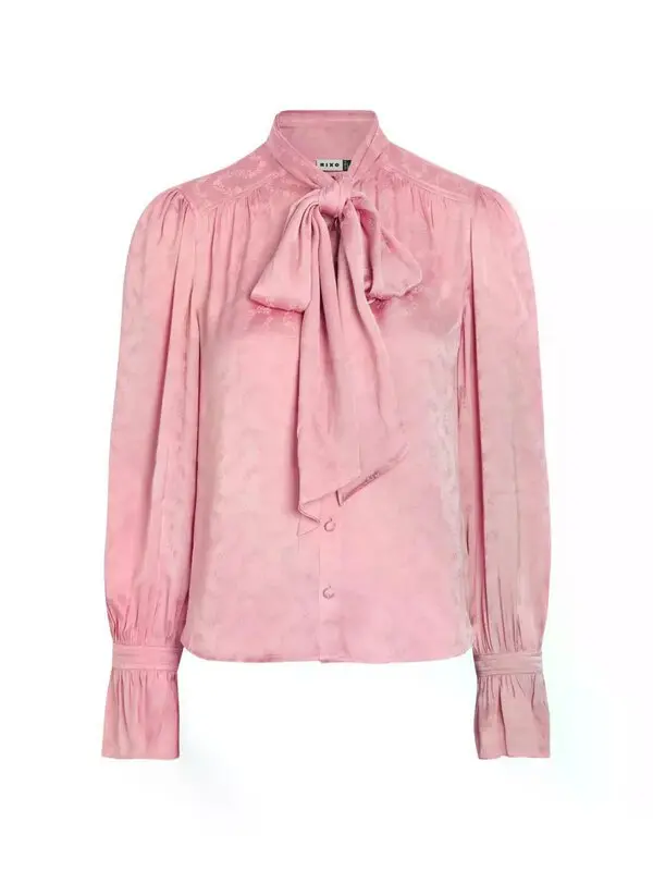 Rixo Pussy-bow Blouse With Floral Jacquard Effect