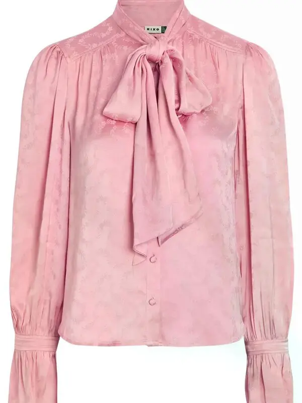 Rixo Pussy-bow Blouse With Floral Jacquard Effect