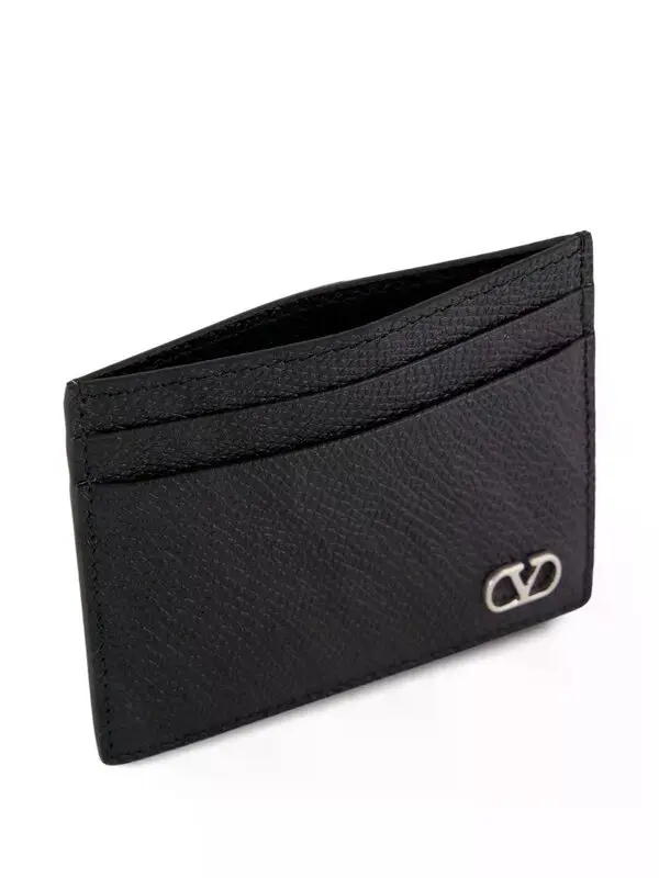 Valentino Garavani Vlogo Signature Leather Card Holder - Black