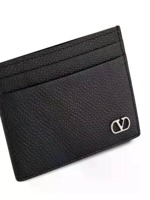 Valentino Garavani Vlogo Signature Leather Card Holder - Black
