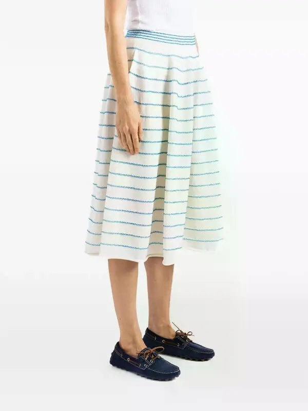 BIELO Wavy-stripe Knit Midi Skirt