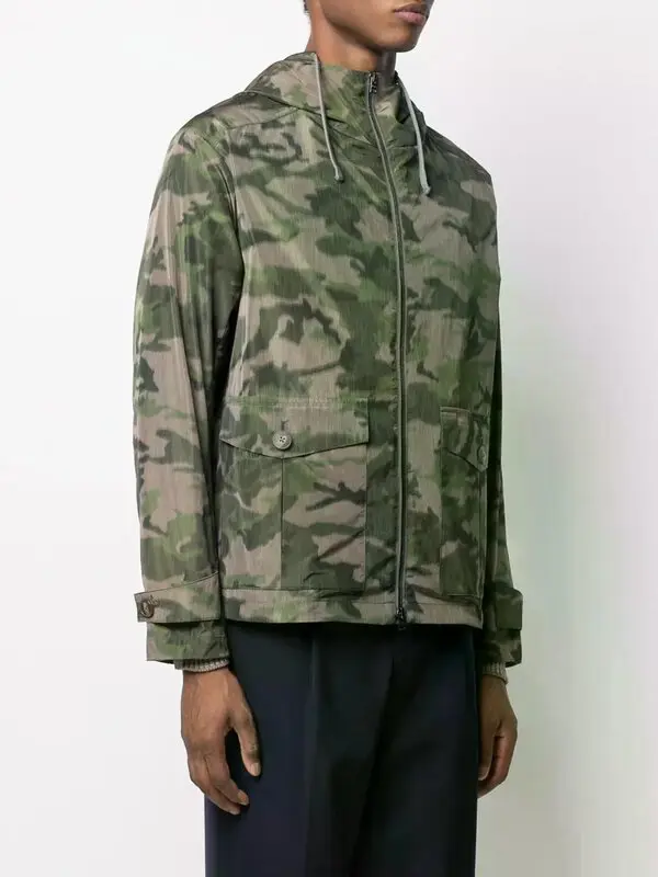 Herno Camouflage Print Hooded Jacket