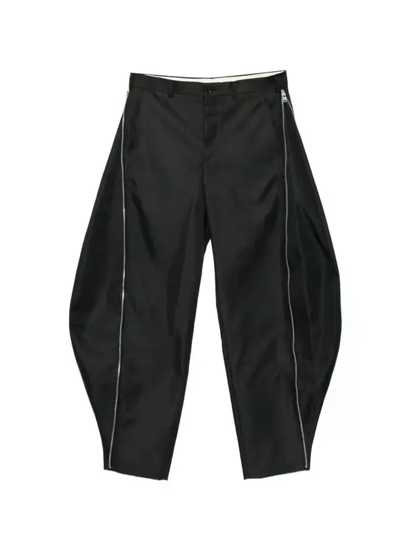 Comme Des Garçons Zip-detail Curved-leg Trousers - Black