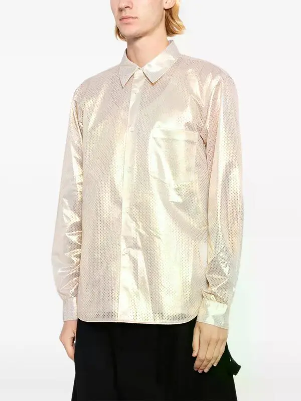 Comme Des Garçons Perforated Metallic-effect Shirt