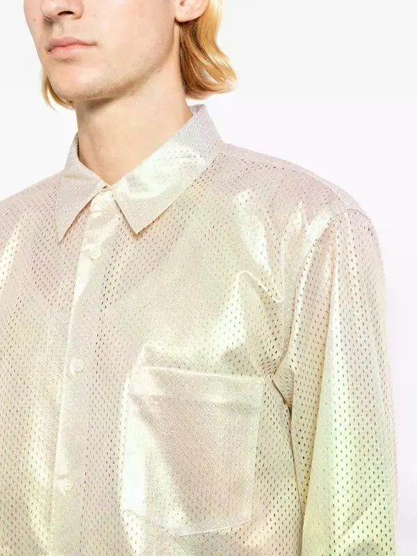 Comme Des Garçons Perforated Metallic-effect Shirt