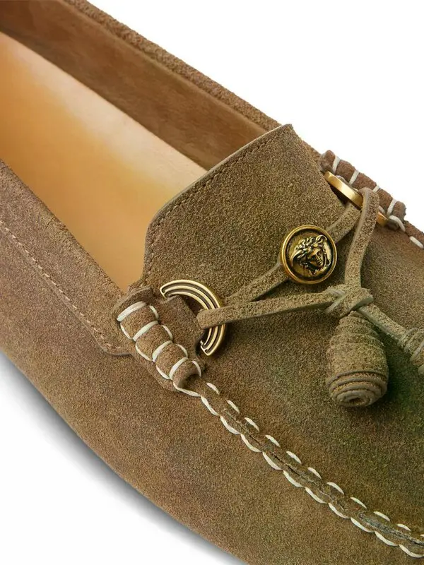 Versace Robin Suede Driver Shoes - Brown