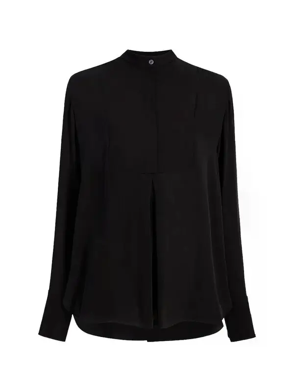 Another Tomorrow Tuxedo Pleated Blouse