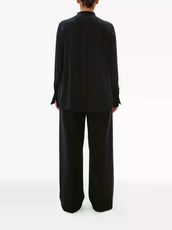 Another Tomorrow Tuxedo Pleated Blouse