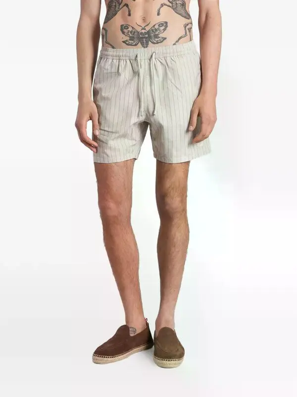 MC2 SAINT BARTH Pinstripe-print Drawstring-waist Swim Shorts - Neutrals