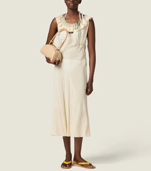 Miu Miu Embroidered Marocain Midi Dress