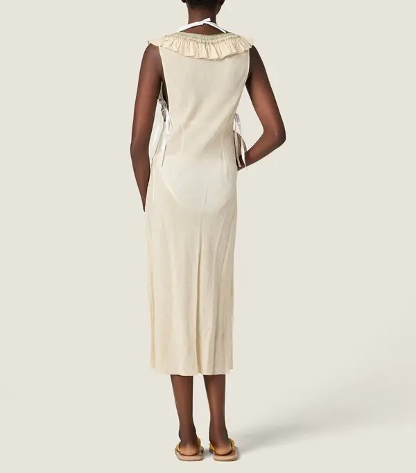 Miu Miu Embroidered Marocain Midi Dress