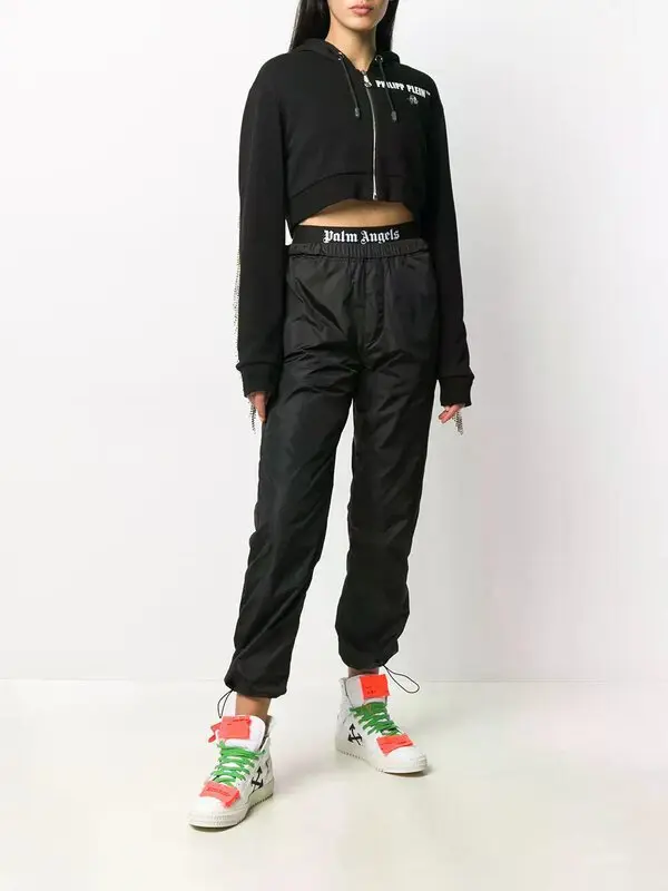 Philipp Plein Cropped Hoodie With Fringed Edge