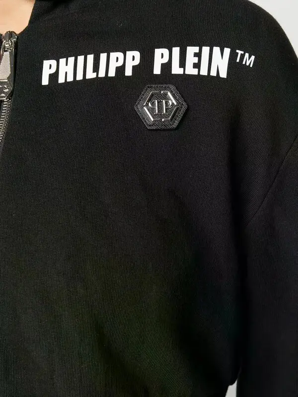 Philipp Plein Cropped Hoodie With Fringed Edge