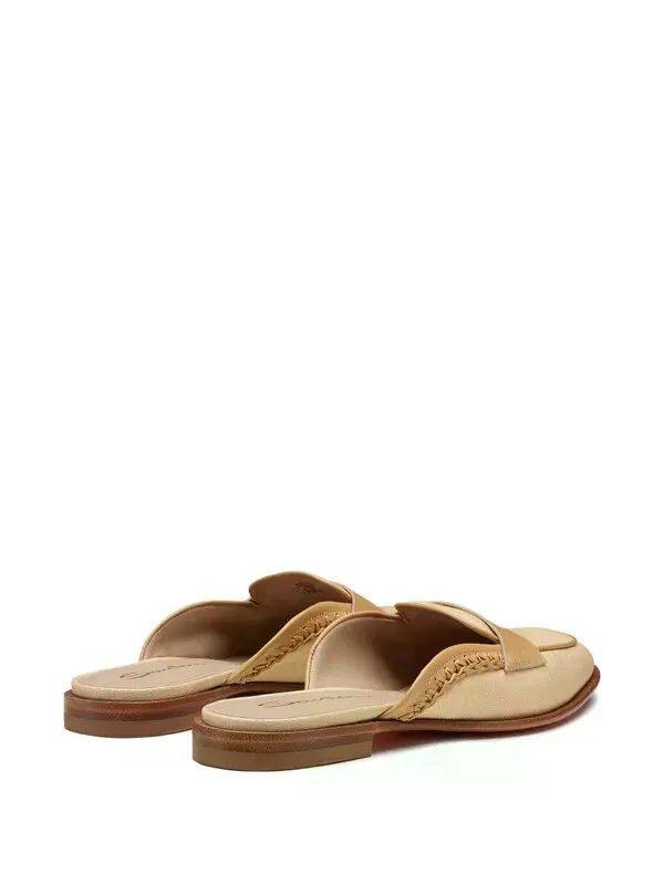Santoni Braided Leather-trim Flat Mules