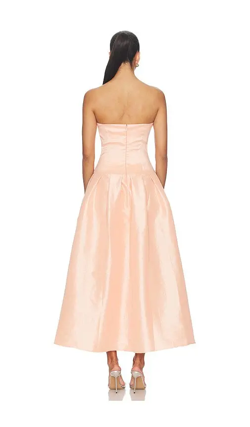 MORE TO COME Strapless Gathered Crepe Dress - Peach