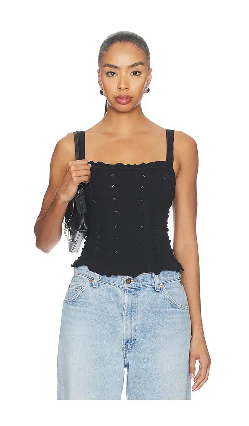 Free People X Revolve So Soft Femme Square Neck Cami - Black